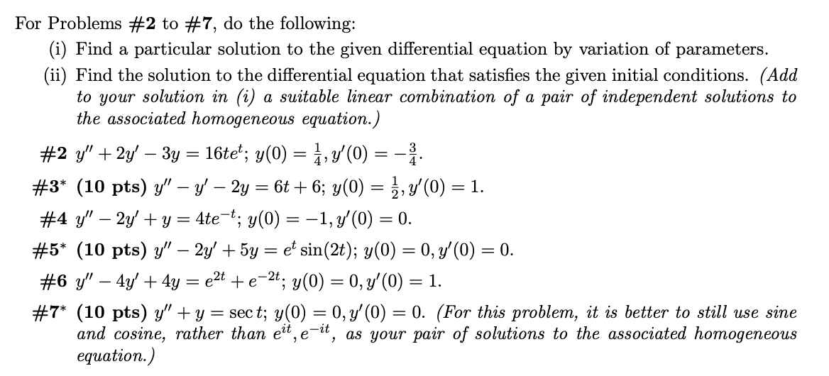 Solved For Problems #2 to #7, do the following: (i) Find a | Chegg.com
