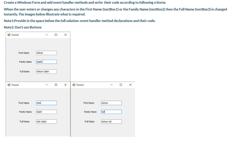 Solved Create a Windows Form and add event handler methods | Chegg.com