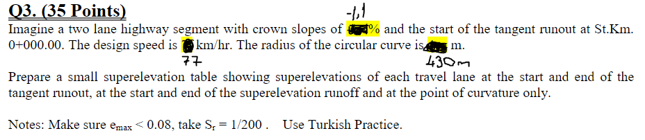 Solved Q3. (35 Points) -but Imagine a two lane highway | Chegg.com