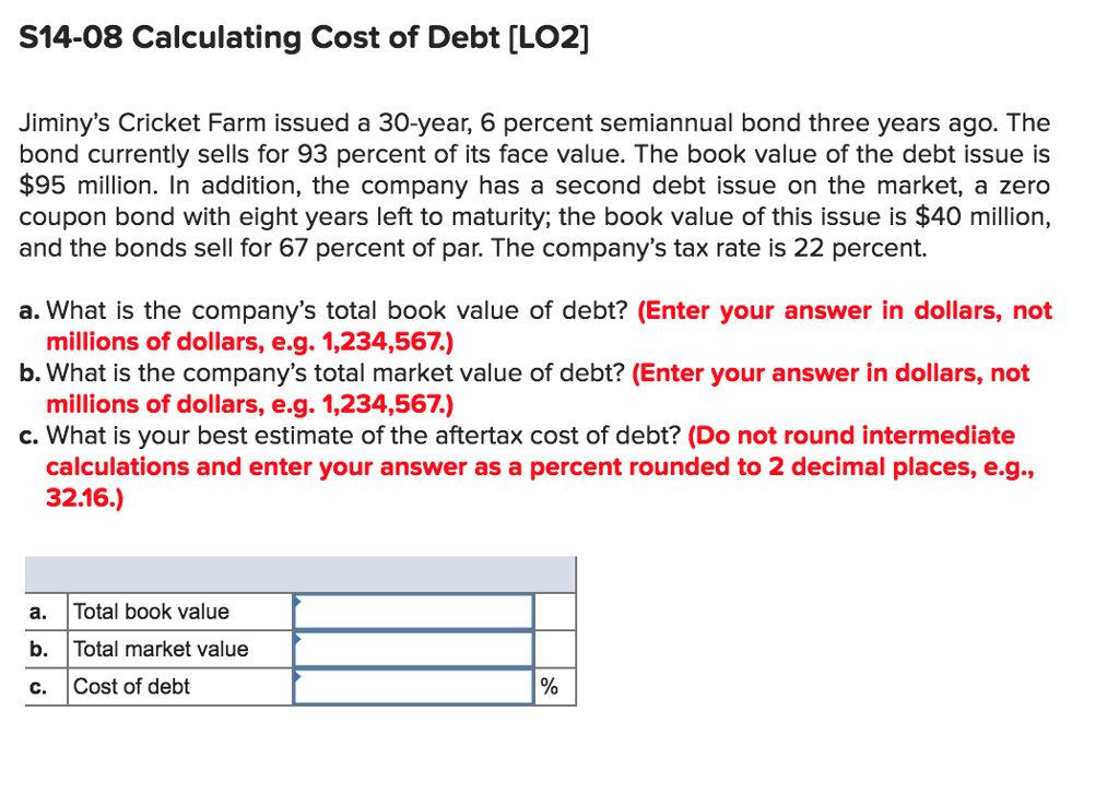Solved S14-08 Calculating Cost of Debt [LO2] Jiminy's | Chegg.com