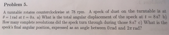 Solved A Turntable Rotates Clockwise Counterclockwise At 78