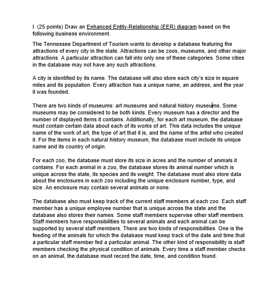 Solved Draw an Enhanced Entity-Relationship (EER) diagram | Chegg.com