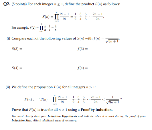 Q2. (5 points) For each integer n≥1, define the | Chegg.com