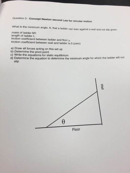 Solved What is the minimum angle, theta, that a ladder can | Chegg.com
