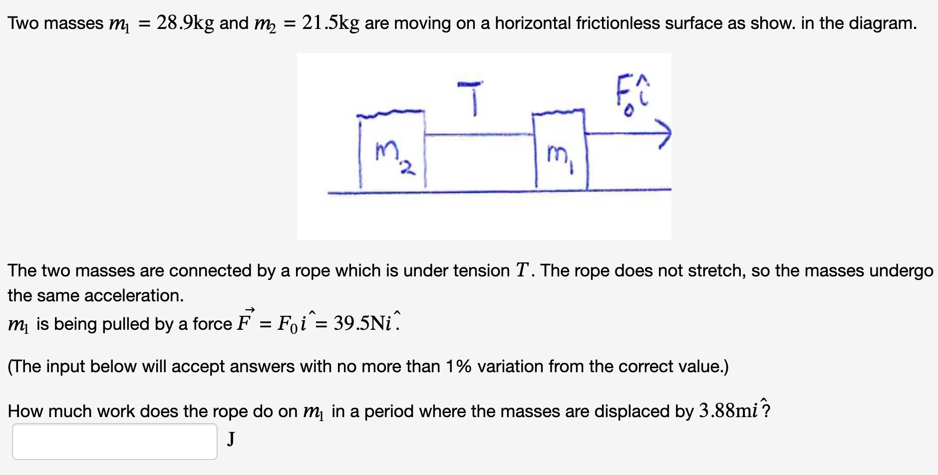 Solved Two masses m1=28.9 kg and m2=21.5 kg are moving on a | Chegg.com