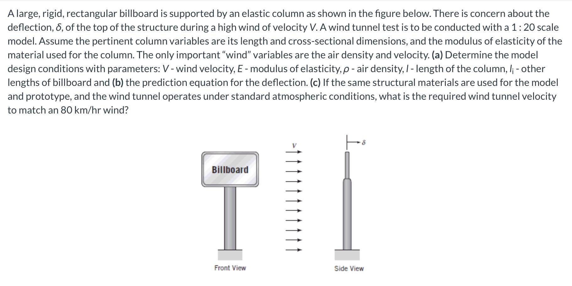 Solved A large, rigid, rectangular billboard is supported by | Chegg.com
