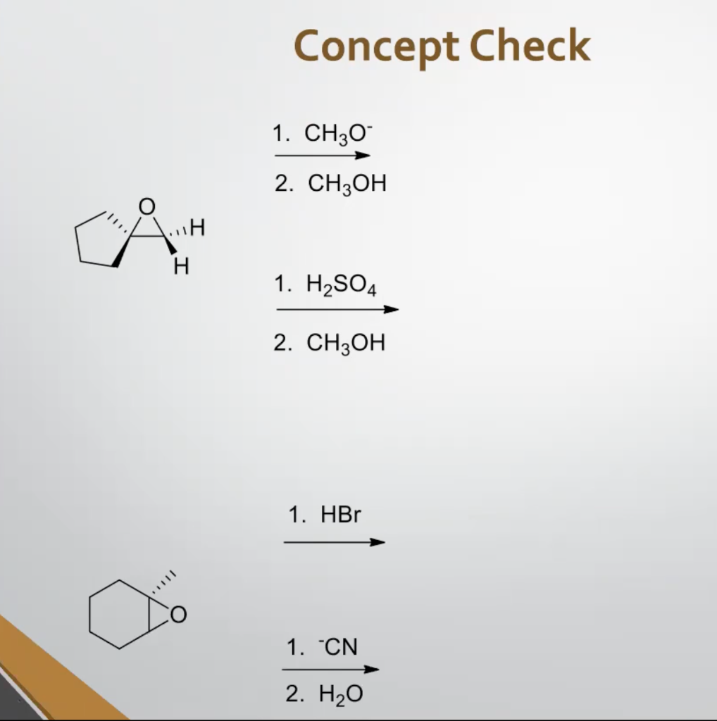 Solved Concept Check 1. CH30 2. CH3OH LH Н. 1. H2SO4 2. | Chegg.com