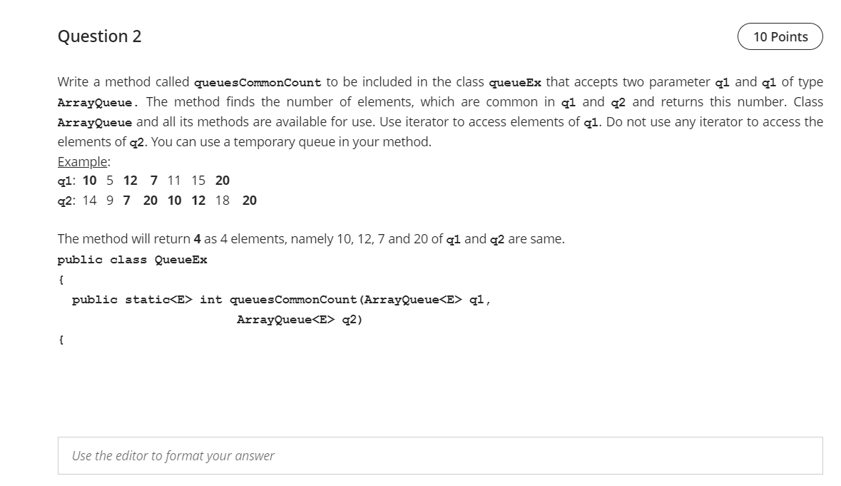 Solved Question 2 10 Points Write a method called | Chegg.com