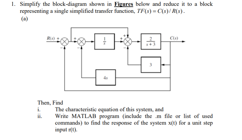 Solved 1. Simplify the block-diagram shown in Figures below | Chegg.com