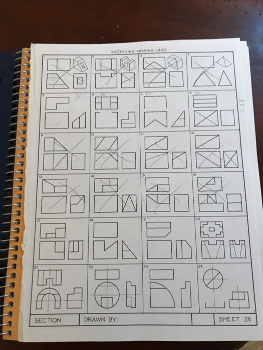 SKETCHING MISSING LINES 16 20 23 24 SECTION DRAWN BY | Chegg.com