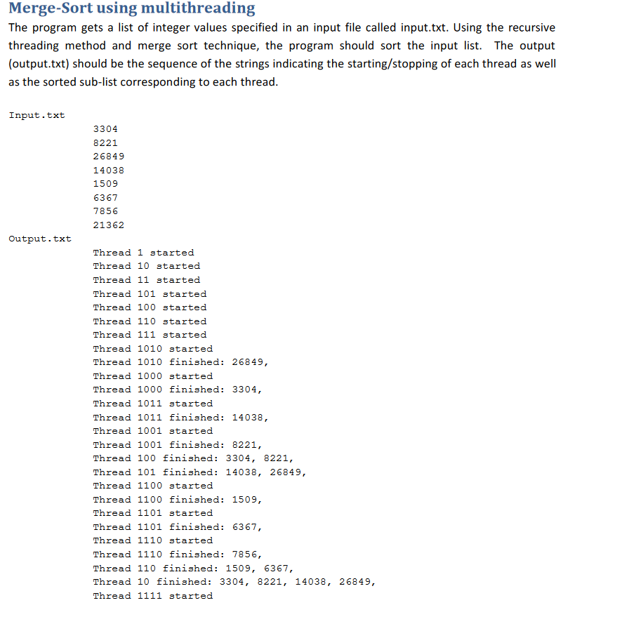 Solved Merge Sort Using Multithreading The Program Gets A 3453