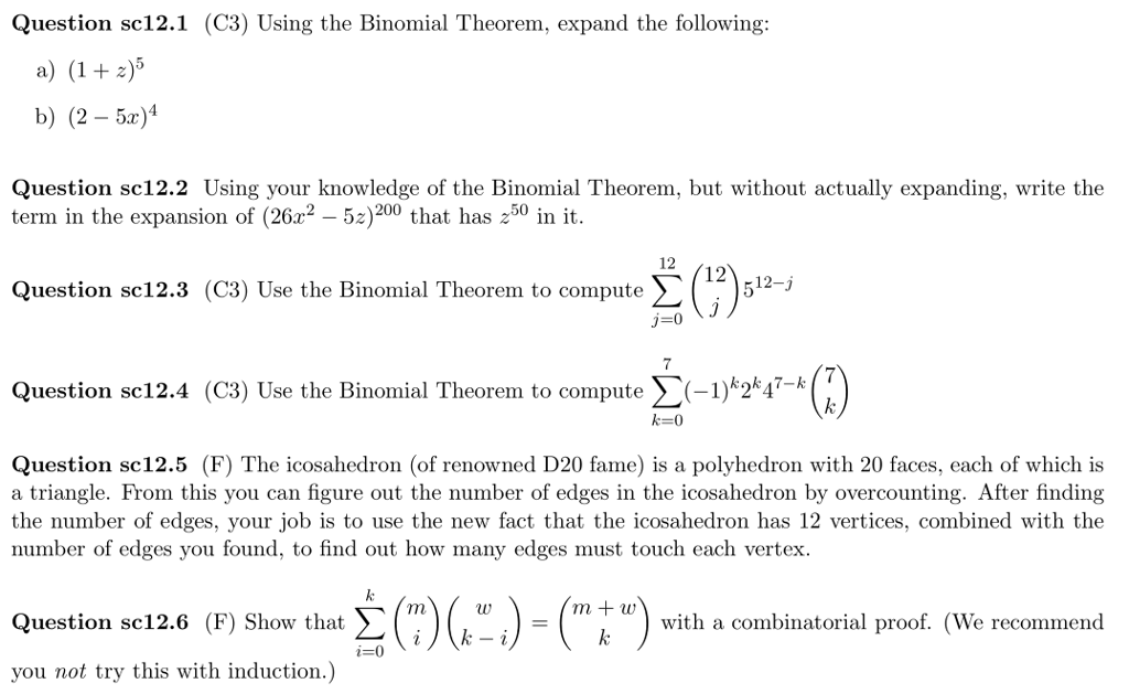 Solved Question sc12.1 (C3) Using the Binomial Theorem, | Chegg.com