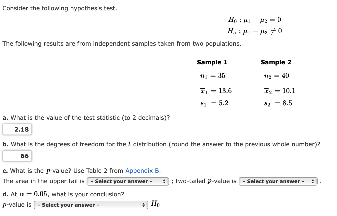 Solved Drop Down Box Options: Part (c), Upper Tail. Options | Chegg.com