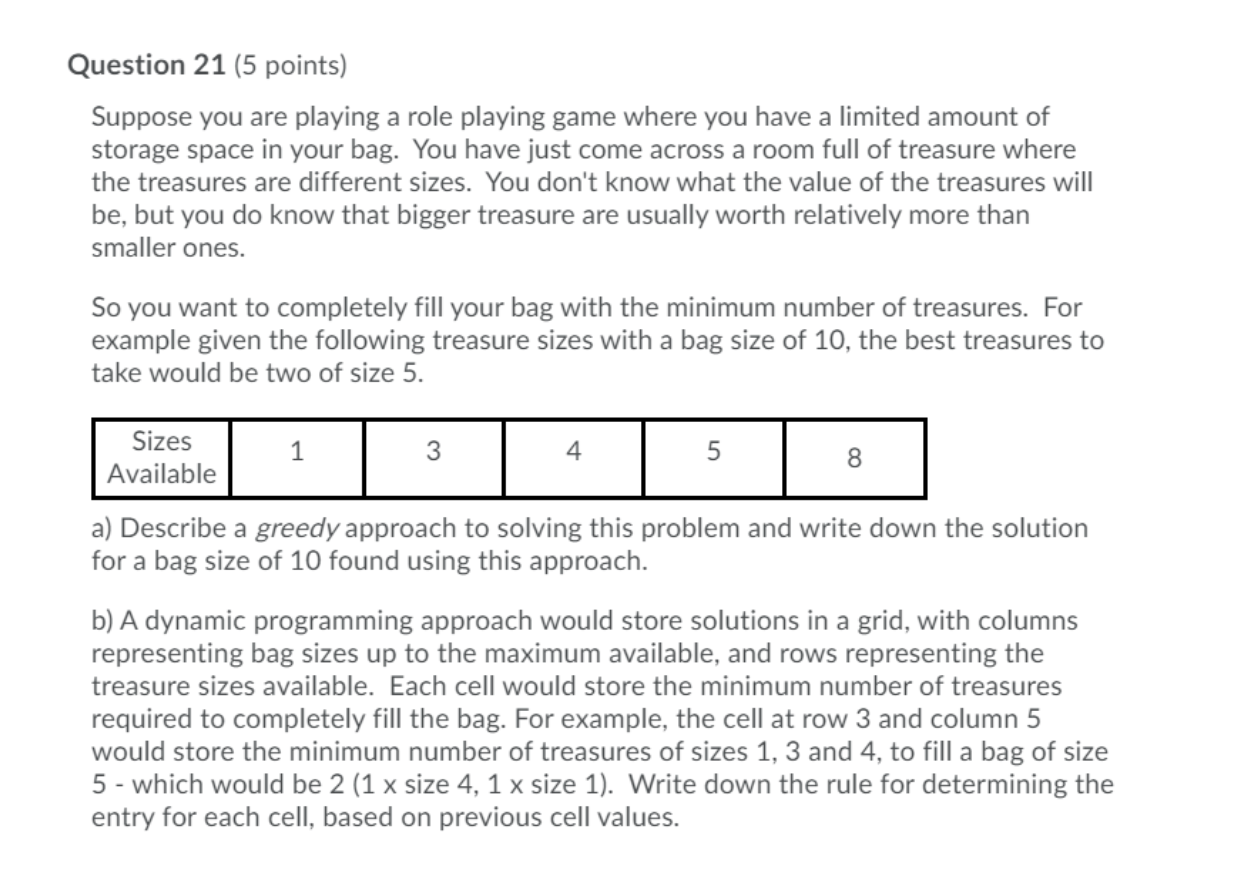 Solved Question 21 (5 points) Suppose you are playing a role | Chegg.com