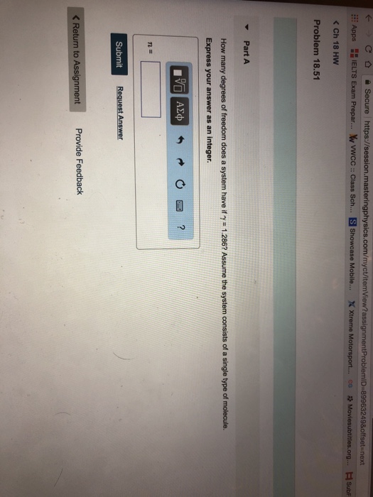 Solved Ch 18 HW Problem 18.51 How many degrees of freedom | Chegg.com