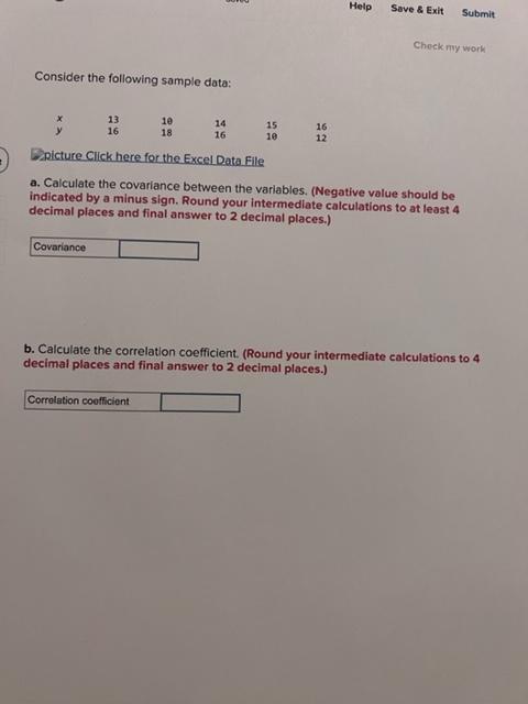Solved Help Save & Exit Submit Check my work Consider the | Chegg.com