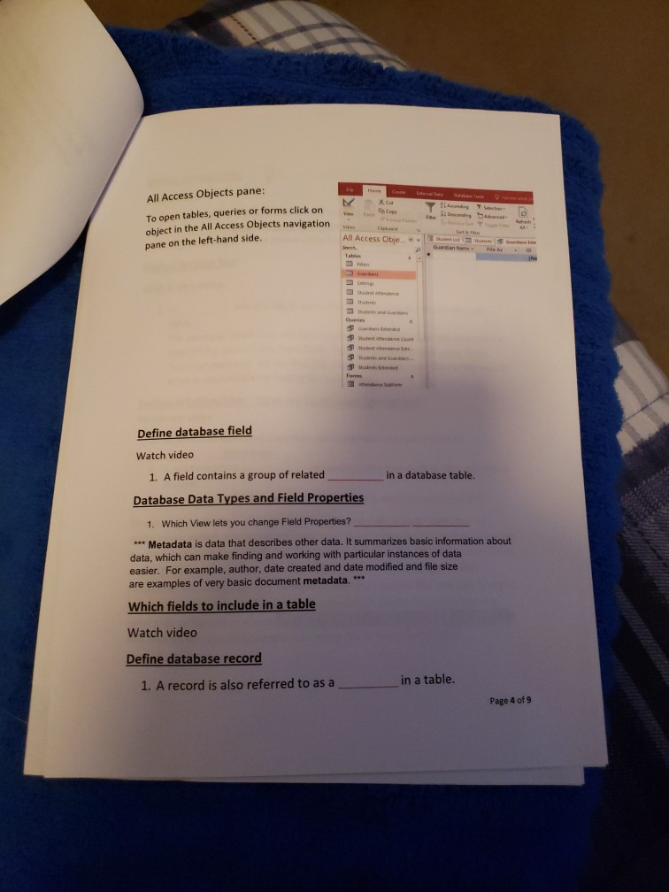 Solved All Access Objects pane To open tables, queries or | Chegg.com