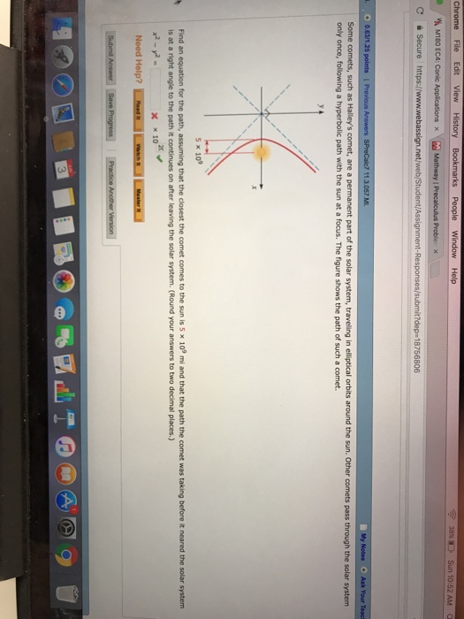 Solved only once, following a hyperbolic path with the sun | Chegg.com