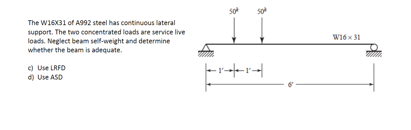 Solved The W16X31 of A992 steel has continuous lateral | Chegg.com