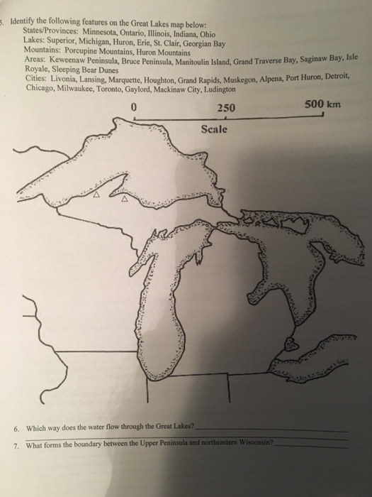 Solved Identify the following features on the Great Lakes | Chegg.com