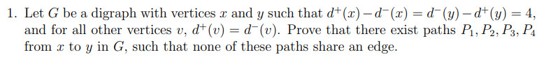 Solved 1. Let G be a digraph with vertices x and y such that | Chegg.com