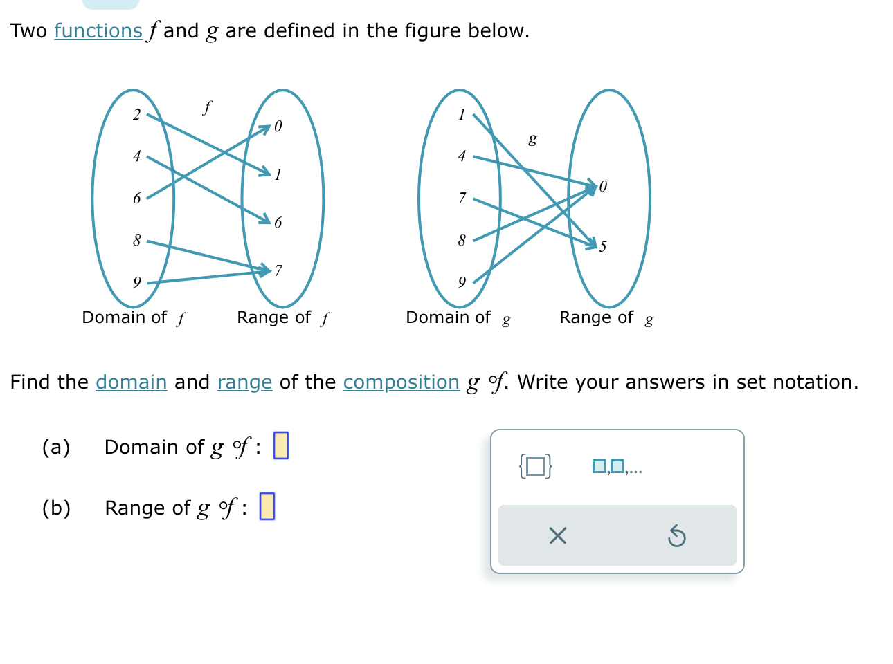 Solved Two functions f and g are defined in the figure | Chegg.com