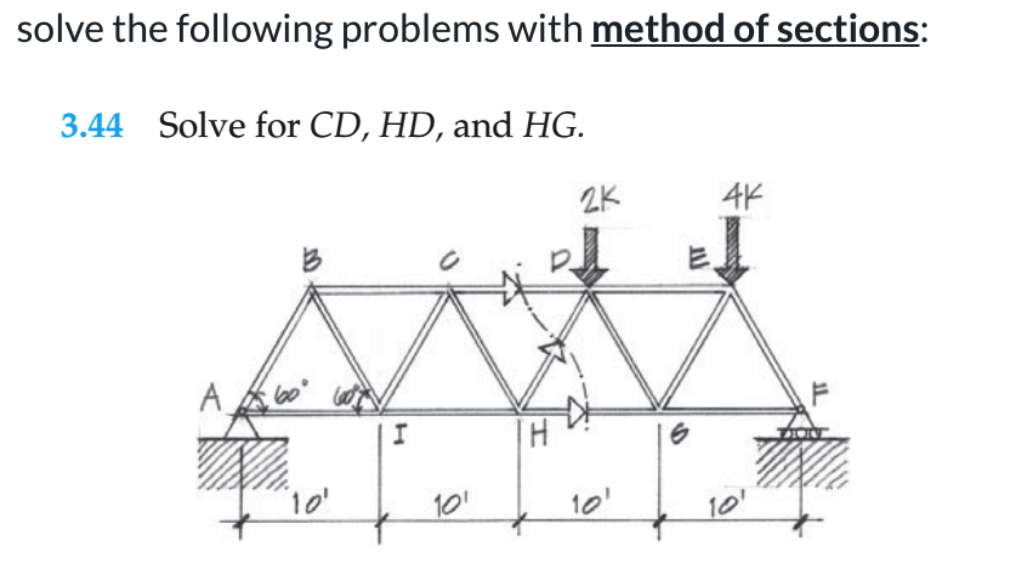 Solved solve the following problems with method of sections: | Chegg.com