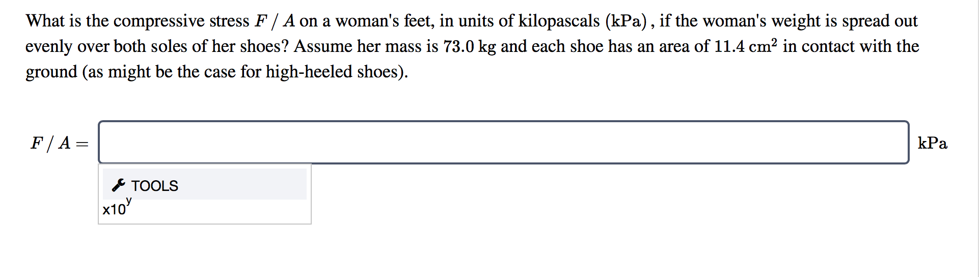 Solved What is the compressive stress F/A on a woman's feet, | Chegg.com