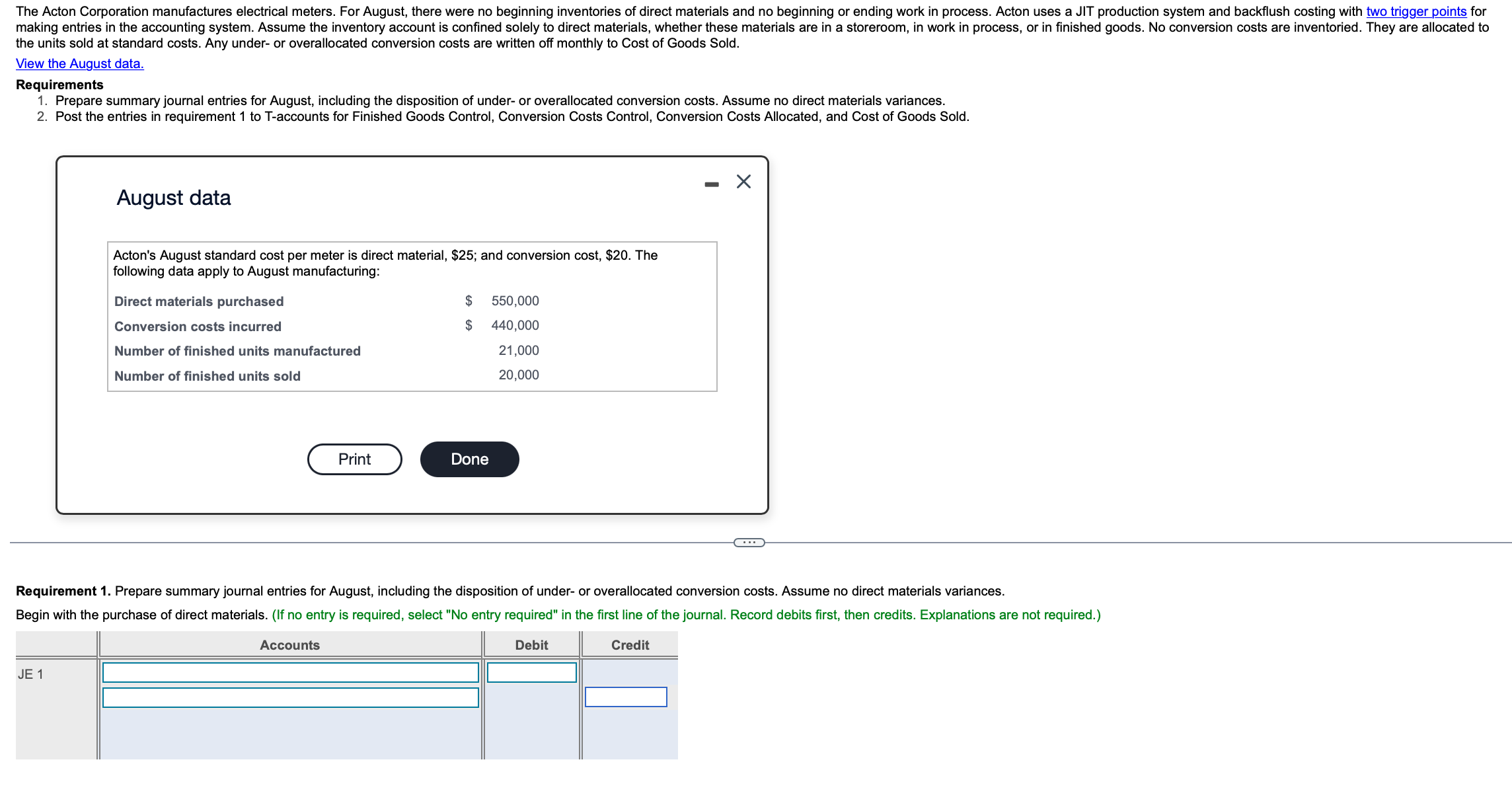 Solved Requirement 1. ﻿Prepare summary journal entries for | Chegg.com