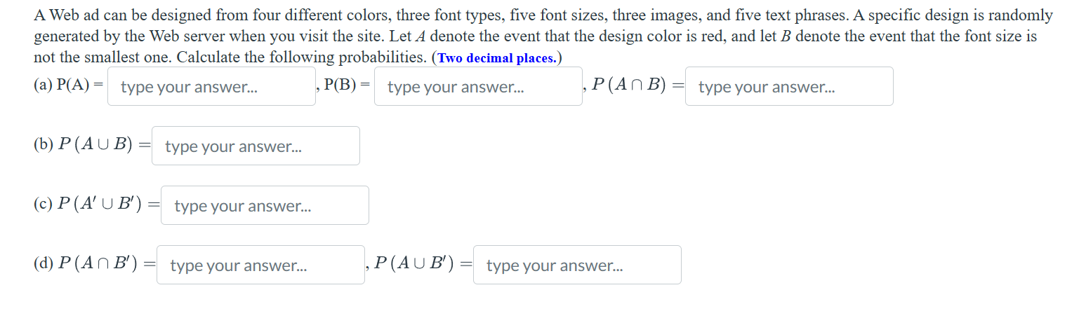 Solved A Web ad can be designed from four different colors, | Chegg.com