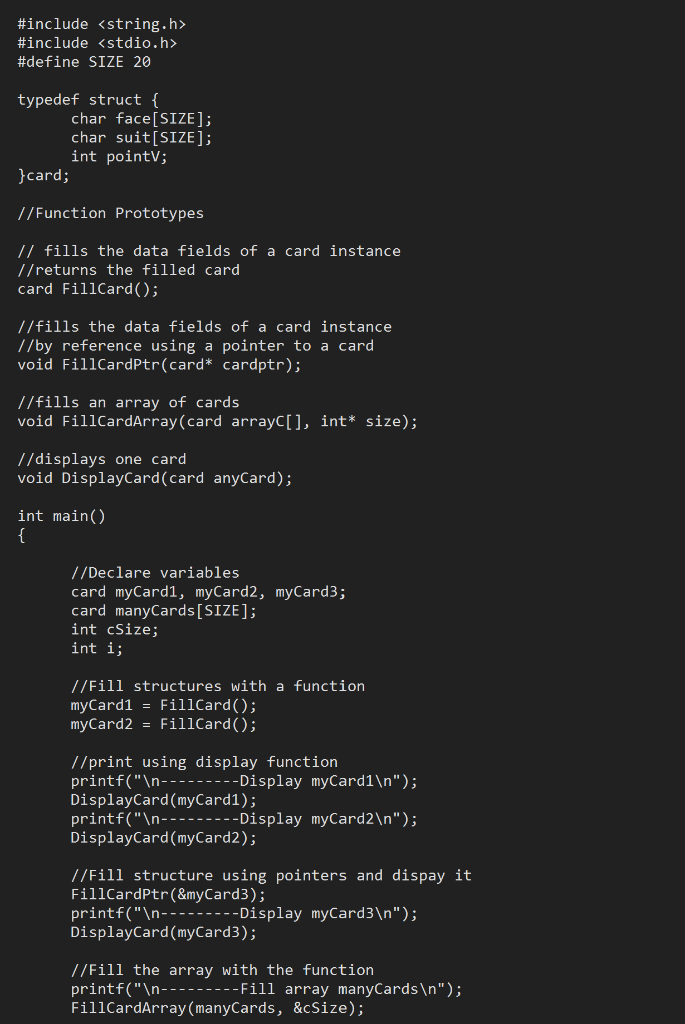 Solved For this assignment you will change the card.c code | Chegg.com