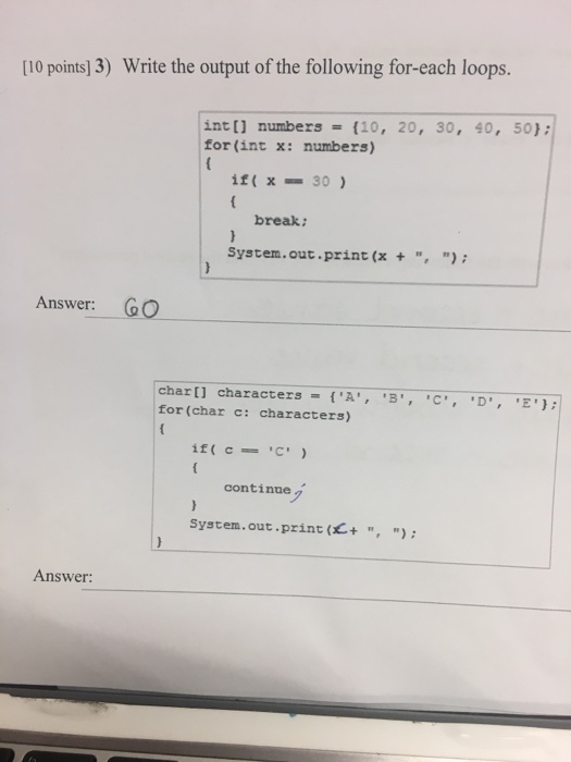 Solved Write the output of the following for-each loops. | Chegg.com