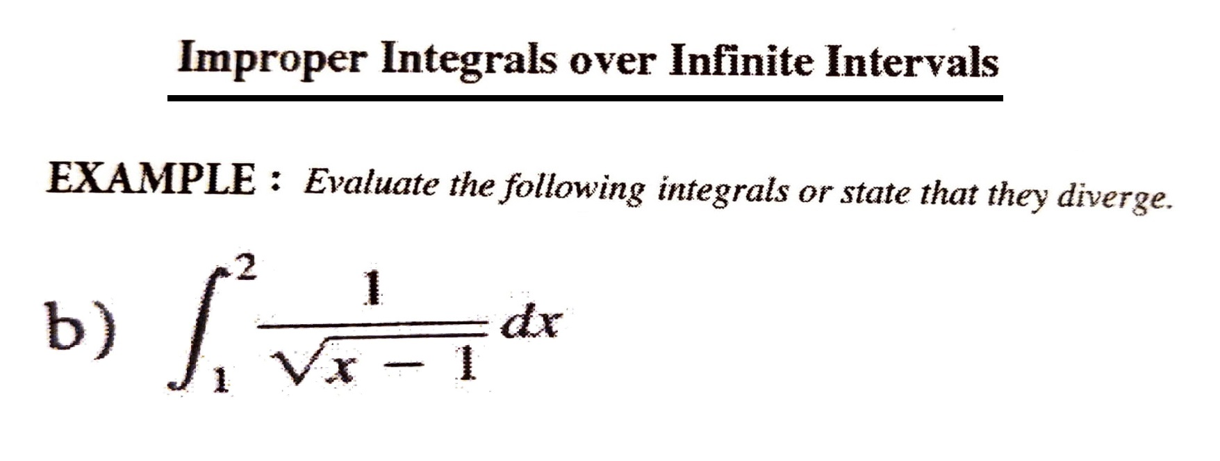 Solved Improper Integrals over Infinite Intervals EXAMPLE : | Chegg.com