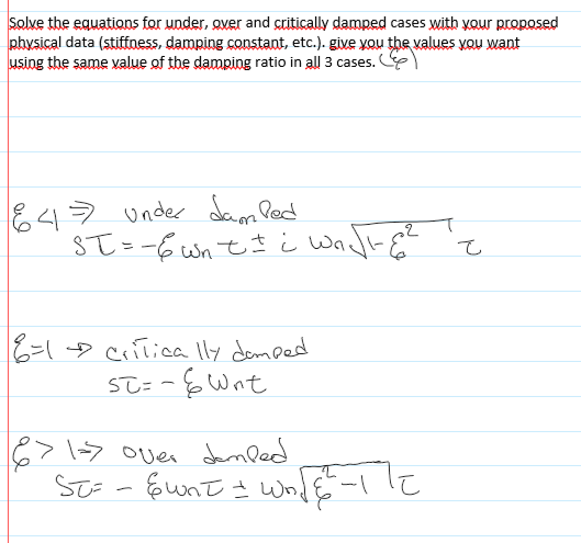 Solved Solve the equations for under over and critically | Chegg.com