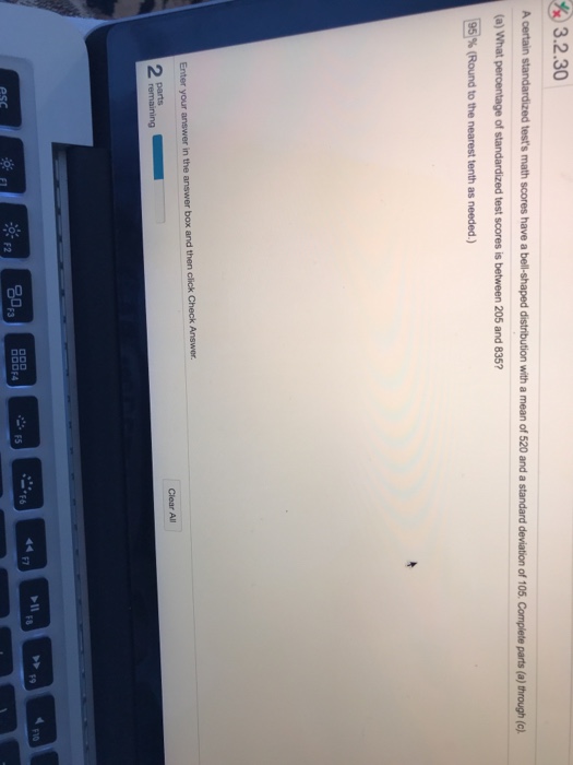 Solved 3.2.30 A certain standardized test's math scores have | Chegg.com