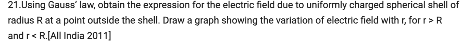 Solved 21.Using Gauss' law, obtain the expression for the | Chegg.com