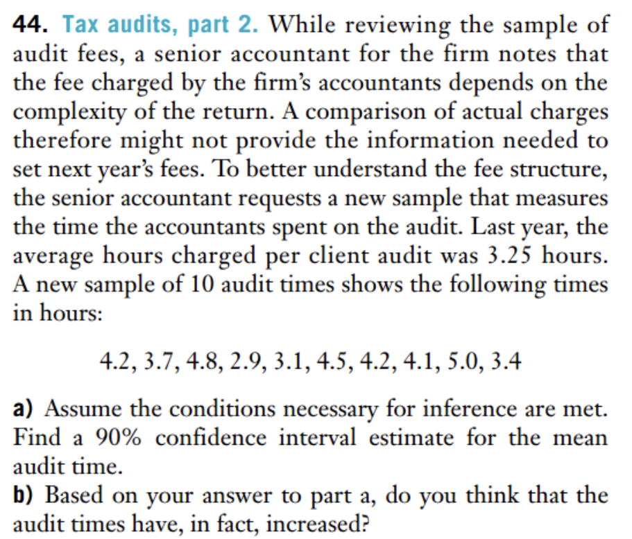 Solved 44. Tax audits, part 2. While reviewing the sample of | Chegg.com