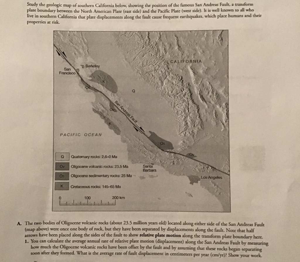 Study the geologic map of southern California below, | Chegg.com