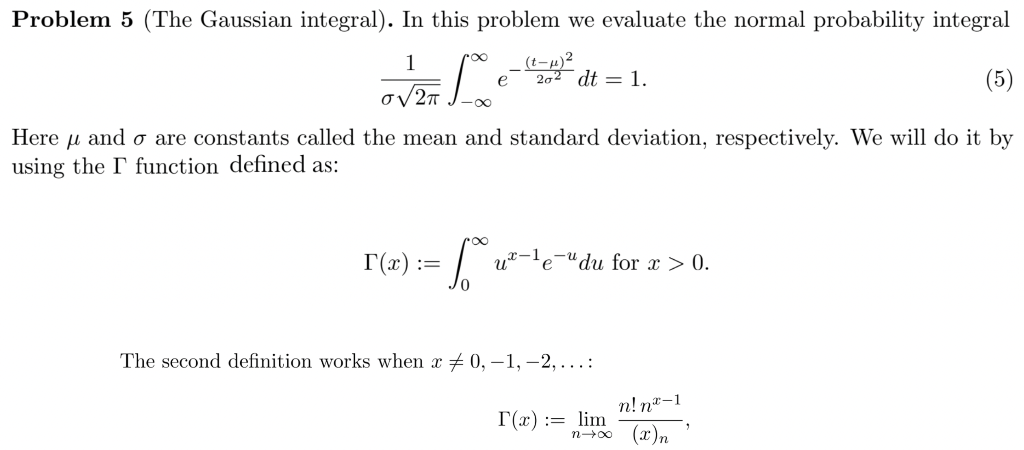 Solved Problem 5 (The Gaussian integral). In this problem we | Chegg.com