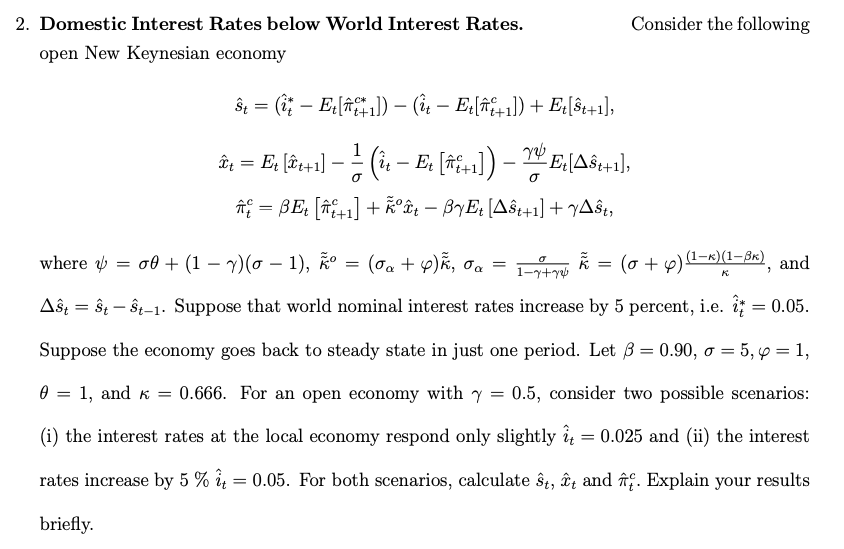 Solved 2. Domestic Interest Rates below World Interest | Chegg.com