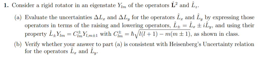 Solved 1. Consider a rigid rotator in an eigenstate Yim of | Chegg.com