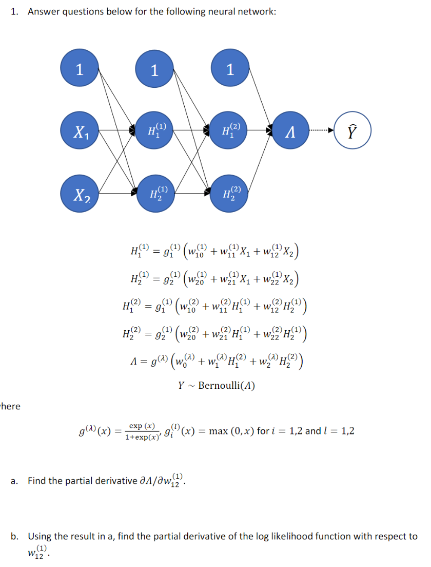 Solved 1. Answer questions below for the following neural | Chegg.com
