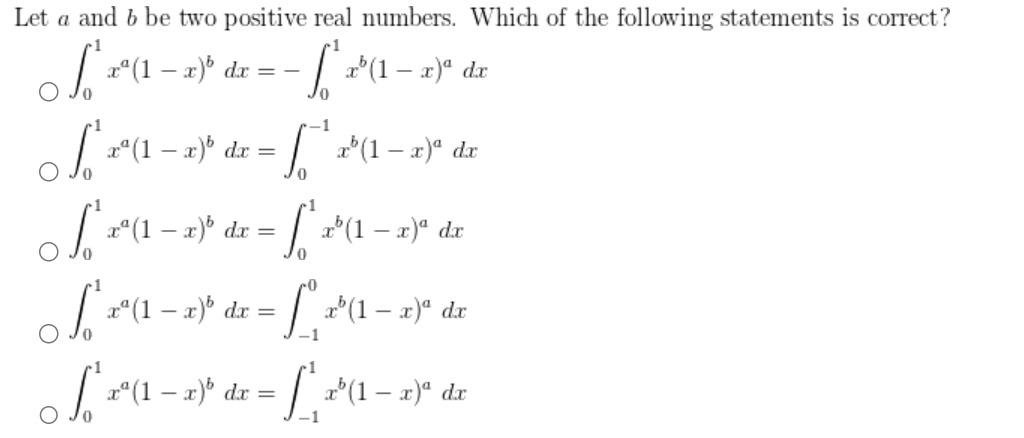 Solved Let a and b be two positive real numbers. Which of | Chegg.com