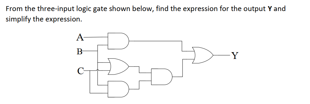Solved From the three-input logic gate shown below, find the | Chegg.com