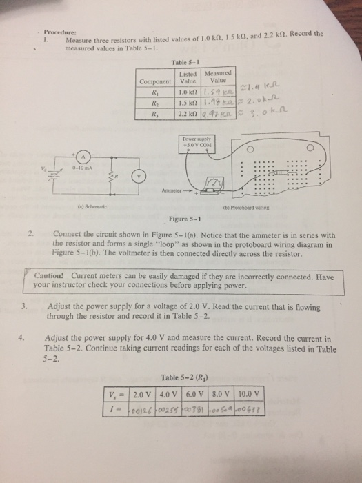 Solved Procedure: 1. Measure three resistors with listed | Chegg.com