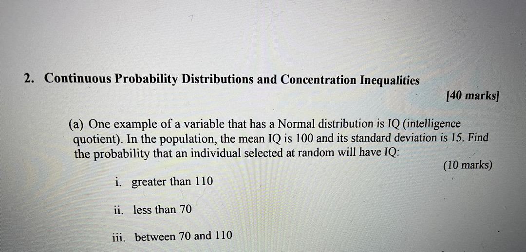 Solved 2. Continuous Probability Distributions and | Chegg.com