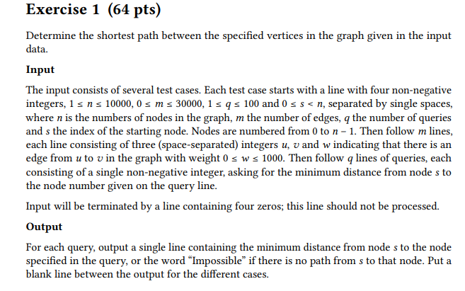 Solved Exercise 1 (64 pts) Determine the shortest path | Chegg.com