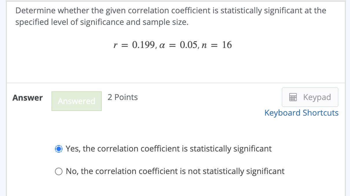 Solved Determine whether the given correlation coefficient | Chegg.com