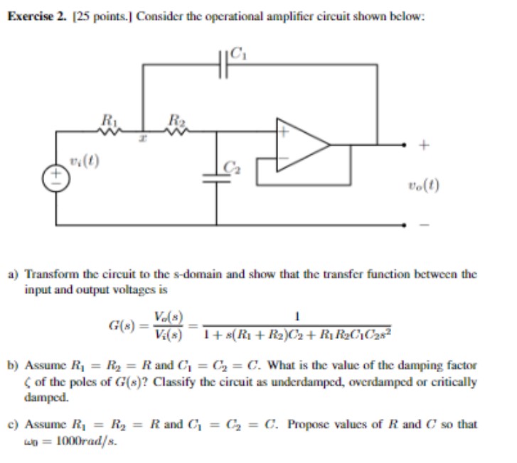 Solved Exercise 2. [25 points.] Consider the operational | Chegg.com