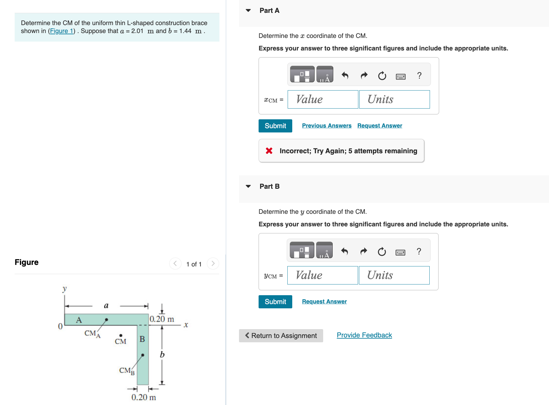 Solved Determine the CM of the uniform thin L-shaped | Chegg.com